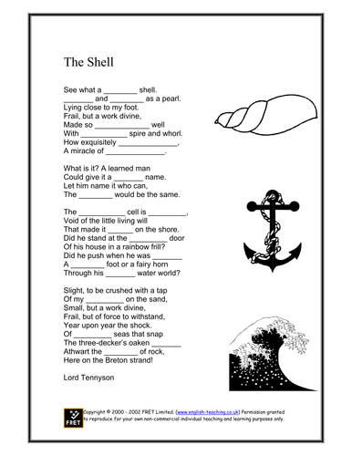 The Shell - Cloze Activity | Teaching Resources