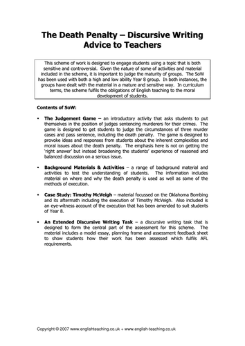 Discursive writing: The Death Penalty. | Teaching Resources Discursive writing: The Death Penalty. | Teaching Resources