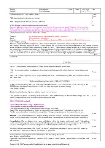 GCSE Prose. Of Mice and Men | Teaching Resources