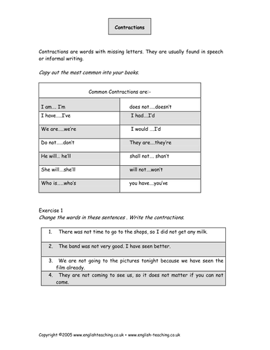 Contractions and commas. | Teaching Resources