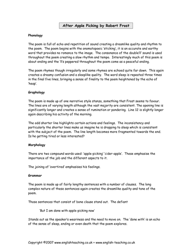 'After Apple Picking' by Robert Frost | Teaching Resources