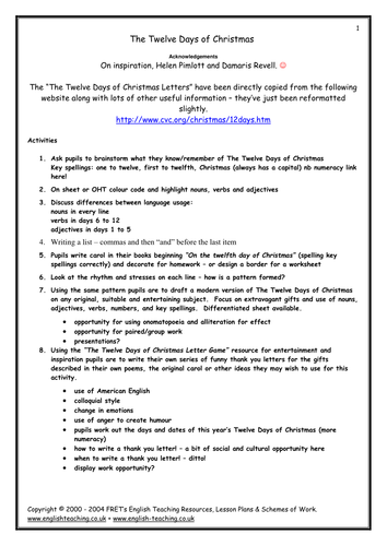 'The Twelve Days of Christmas': Context | Teaching Resources