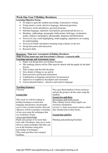 Persuasive Writing: Holiday Brochure | Teaching Resources