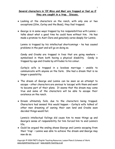 Of Mice and Men by John Steinbeck: Themes | Teaching Resources