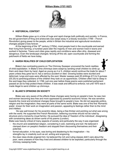 Blake, William: A profile and works of. | Teaching Resources
