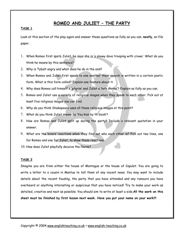 Romeo & Juliet - The Party | Teaching Resources