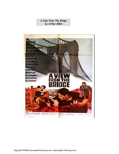 A View from the Bridge by Arthur Miller: Worksheet | Teaching Resources