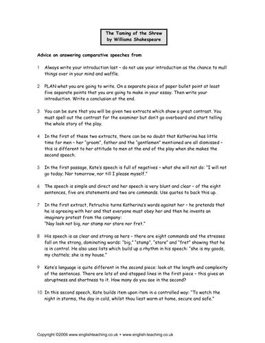 The Taming of the Shrew: Worksheet Pack | Teaching Resources