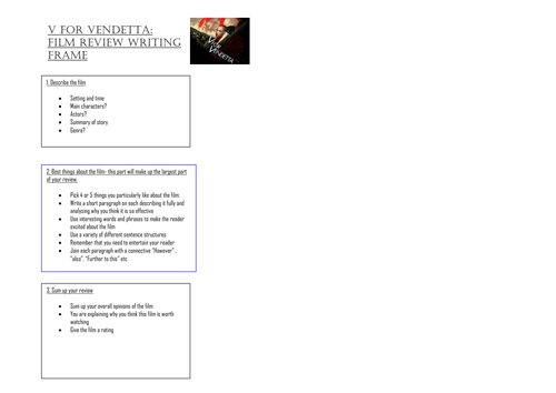 V for Vendetta write review and persuasive speech | Teaching Resources