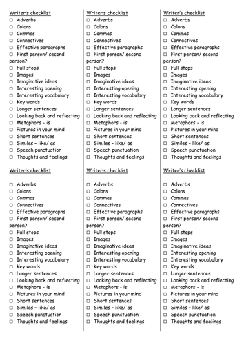 Writer's checklist HM | Teaching Resources