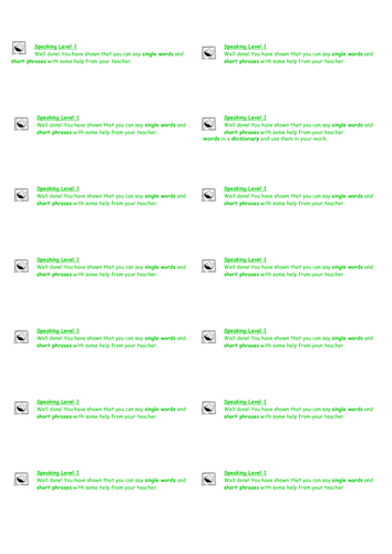 MFL Key Stage 3 NC level stickers Speaking | Teaching Resources