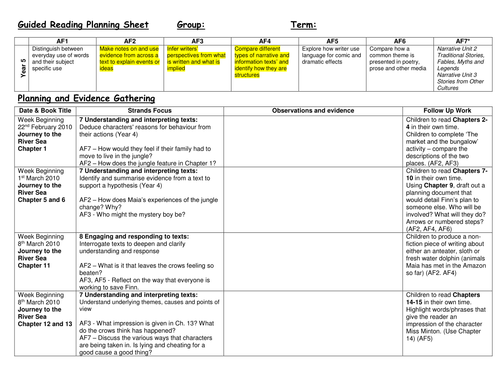 Journey to the River Sea Guided Reading Planning | Teaching Resources