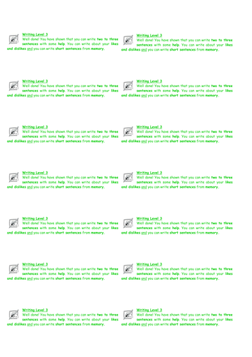 MFL KS3 NC LEVELS STICKERS WRITING | Teaching Resources