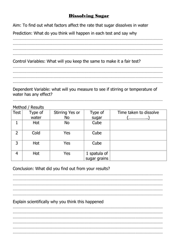 Investigating dissolving sugar HT | Teaching Resources