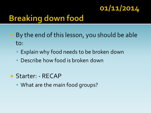 B3 L3 Breaking down food ppt HT | Teaching Resources