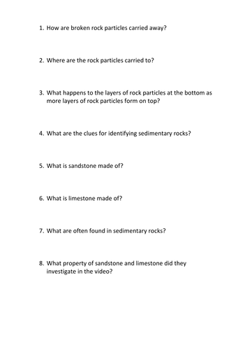 Rocks question set HT | Teaching Resources