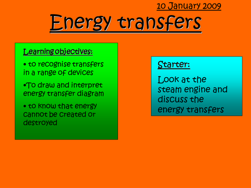 Energy transfers ppt HT | Teaching Resources