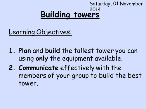 tower building enrichment HT | Teaching Resources