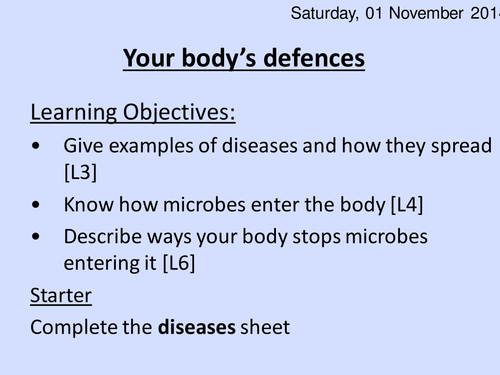 Types of disease and body's defences HT | Teaching Resources