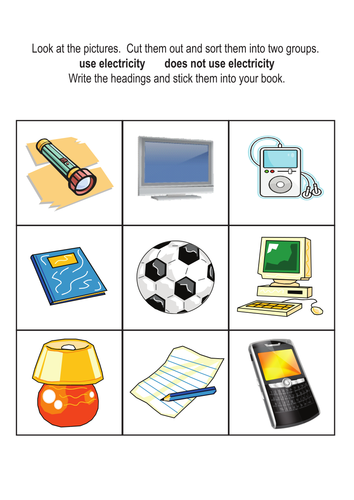 Using electricity (Unit 2F) - sorting pictures | Teaching Resources