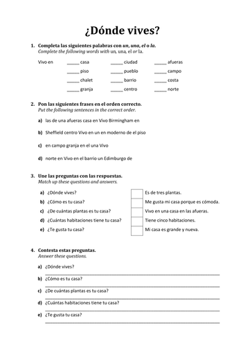 Spanish House - El plano de mi casa | Teaching Resources