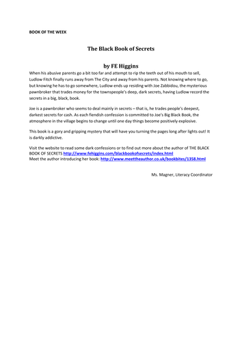 BLack book of secrets HM | Teaching Resources
