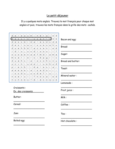 Le petit dejeuner | Teaching Resources