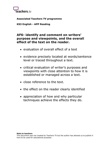 Teachers TV: Teaching Ideas: Integrating APP | Teaching Resources