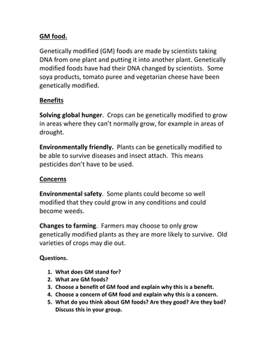 GM Food HT | Teaching Resources