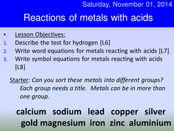 Reactions of metals and acids ppt HT | Teaching Resources
