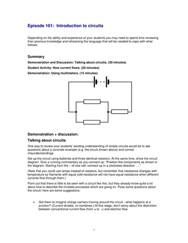Introduction to circuits | Teaching Resources