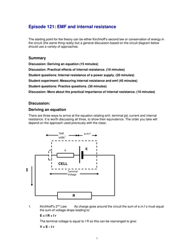 EMF and internal resistance | Teaching Resources