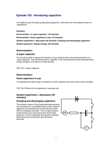 Introducing Capacitors | Teaching Resources