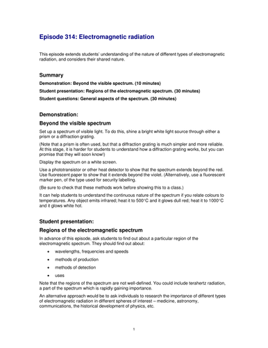 Electromagnetic Radiation | Teaching Resources