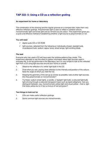 Diffraction Gratings | Teaching Resources