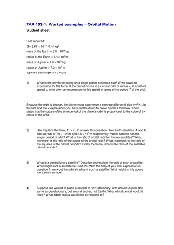 Orbital Motion | Teaching Resources