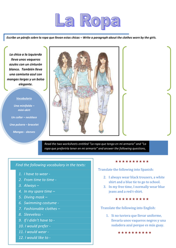 Spanish Resources - Clothes | Teaching Resources