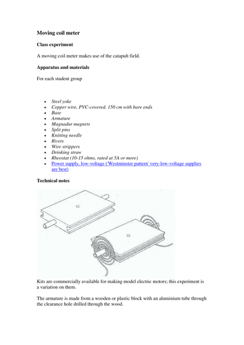 Moving coil meter | Teaching Resources