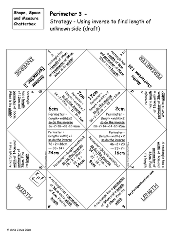 'Perimeter Chatterbox' finding an unknown length | Teaching Resources