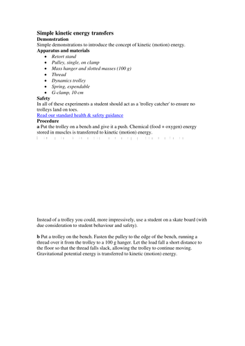 Simple kinetic energy transfers | Teaching Resources