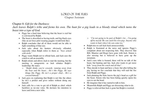 Lord of the Flies: Simple Chapter Summaries | Teaching Resources