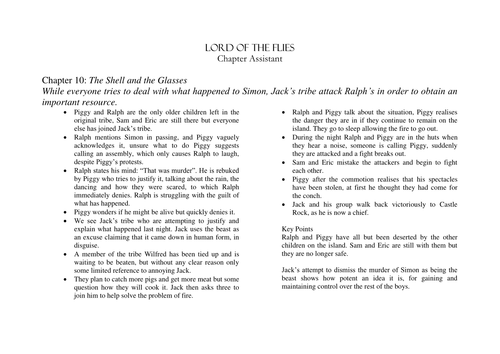 Lord of the Flies: Simple Chapter Summaries | Teaching Resources