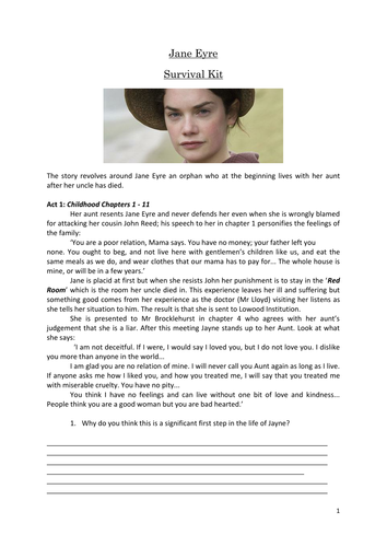 Charlotte Bronte's Jane Eyre: ESL Study notes | Teaching Resources