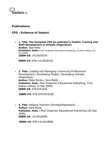 Teachers TV: CPD - Evidence of Impact | Teaching Resources