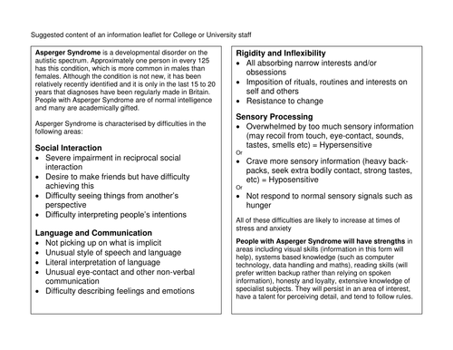 Asperger Syndrome resources & support | Teaching Resources