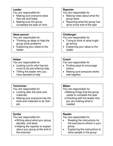 Group work role cards by makesensetraining - UK Teaching Resources - TES