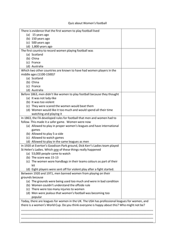 Bend It Like Beckham: Worksheet Handouts | Teaching Resources