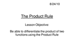 The Product Rule (Differentiation) ppt | Teaching Resources