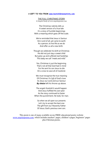 Rhyming Children's Nativity & Christmas Story Poem | Teaching Resources