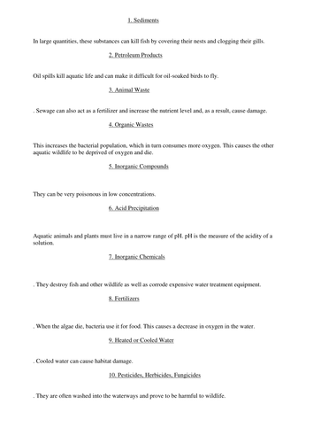 group activity to find causes of water pollution | Teaching Resources